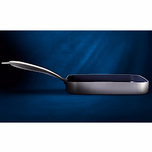 Eternal Living Nonstick Frying Pans Grill Pan Stainless Steel and Ceramic Infused Square Griddle, Blue 9.5”