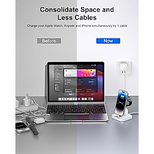 Charging Station for Multiple Devices - ADADPU 3 in 1 Wireless Charger Stand for Apple Watch Series 8/7/6/5/4/3/2/SE Phone Charging Dock for AirPods iPhone 14/13/12/11 Pro X Max XS XR 8 7 Plus