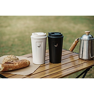 JOYSEN 17 oz Insulated Mug with Spill Proof Lid, Keeps Beverages Hot or Cold for Hours, Ideal for Commuters, Reusable Stainless Steel, Double Wall (Black)