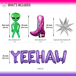 KARAQY Space Cowgirl Party Decorations, Yeehaw Balloons Cowgirl Boot Balloons for Cowgirl Bachelorette Party Decorations Nashville Bridal Shower Supplies