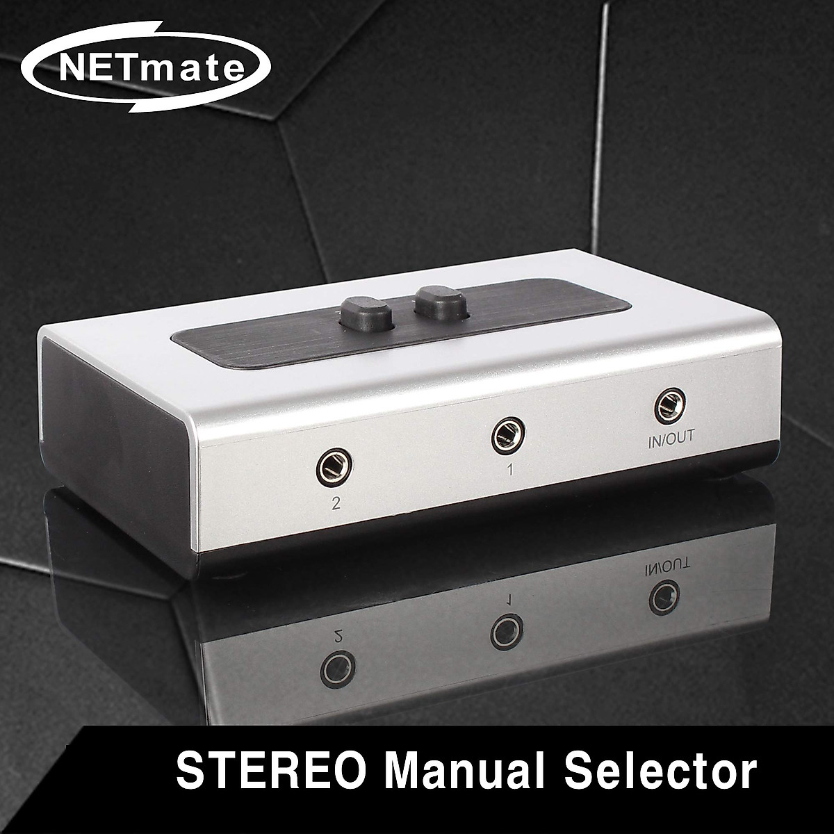 2 Port 3.5mm Stereo Manual Switch Box AUX Audio Speaker selector(Wall Mount Hole Built-in, Wall or Table Available)
