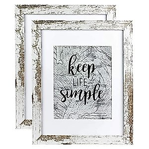kennethan 11x14 Picture Frame Rotten White 2 Pcs in 1 set 11x14 Frame can Display 8x10 Picture with Mat or 11x14 Without Mat on the Wall