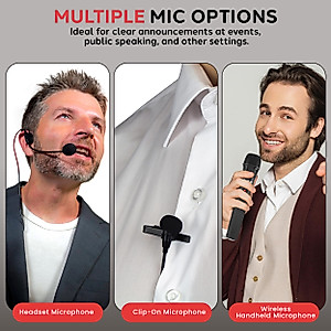 Pyle Portable Outdoor PA Speaker Amplifier System & Microphone Set with Bluetooth Wireless Streaming, Rechargeable Battery - Works with Mobile Phone, Tablet, PC, Laptop, MP3 Player - PWMA1216BM, BLACK