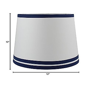Urbanest White with Double Trim French Drum Lampshade, 10-inch by 12-inch by 8.5-inch, Navy Blue, Spider