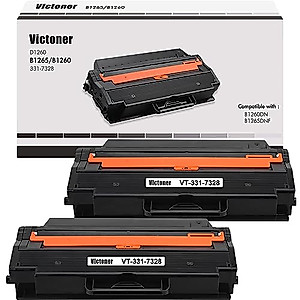 VICTONER Compatible B1260dn B1265dfw Toner Cartridge Replacement for Dell 331-7328 B1260 B1265 for Dell 1260 B126x Printer Ink (Black, 2-Pack)