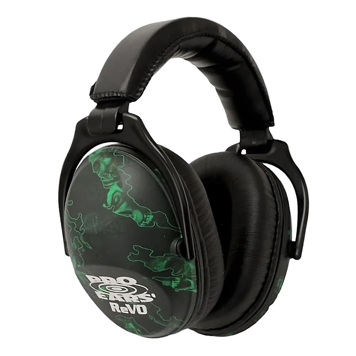 Pro Ears ReVO Passive Ear Muffs, Perfect for Children & Adults with Smaller Heads, NRR 25, Comfortable Fit w/Proform Leather Cushions, Ideal for Hunting, Concert, Racing, USA-Made, Zombie