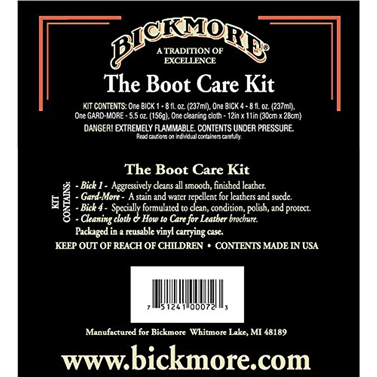 Bickmore Boot Care Kit - Bick 1 Bick 4 & Gard-More - Leather Lotion Cleaner Conditioner & Protector - for Cleaning Softening and Protecting Boots Shoes Handbags Purses Jackets and More