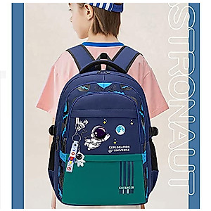 Astronaut Backpack for Boys Teens, Large Capacity School Bag Bookbag for Kids Elementary Middle (Blue Cyan)