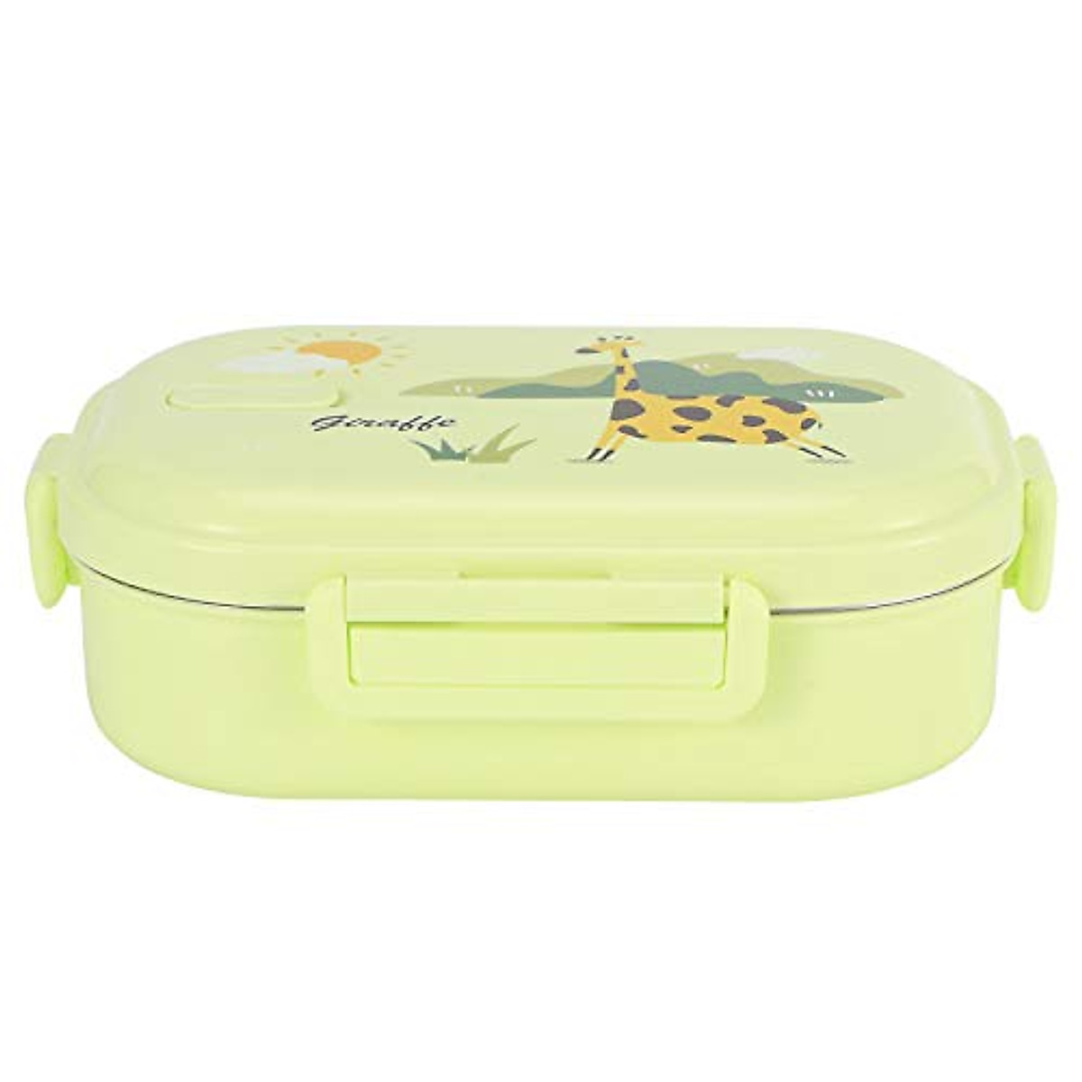 Insulated Lunch Box Leak-Proof Stainless Steel Bento Box Kids Lunch Box Children Container (Solid green-giraffe)