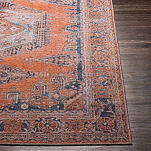 Mark&Day Washable Area Rugs, 5x7 Mackey Traditional Burnt Orange Area Rug, Orange/Beige Carpet for Living Room, Bedroom or Kitchen (5'3" x 7'3", Machine Washable)