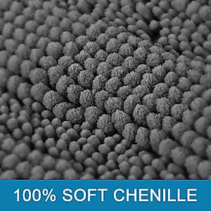 2 Piece Bathroom Set Bathroom Rugs Bath Mat Set Bath Rugs Bath Mats for Bathroom Non Slip Thick Soft Chenille Striped Bath Rug Set, Door Mats for Kitchen/Living Room (Grey, 20" x 32"/17" x 24")