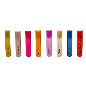 Capabunga GlassWhere Reusable Silicone Stemless Glass Identifiers with Slogans, Assorted Bright Colors Collection