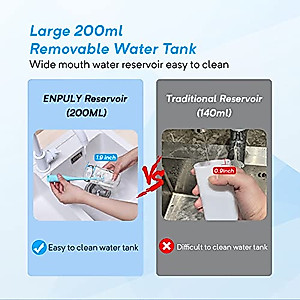 Water Flosser Cordless - ENPULY Portable Water Teeth Cleaner Pick with 3 Cleaning Modes & 5 Pressure Modes, 5 Jet Tips, IPX7 Waterproof, Rechargeable Oral Irrigator for Braces Bridges Tooth Care,White