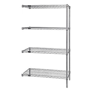 Quantum Storage Systems AD86-2436C Add-On Kit for 86" High 4-Tier Wire Shelving Unit, Chrome Finish, 24" Width x 36" Length x 86" Height