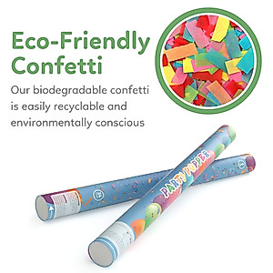 TUR Party Supplies Giant (24 in) Biodegradable Confetti Cannons Party Poppers (2 Pack) | Multicolor | Launches Up to 25ft | Confetti Poppers for New Years Eve, Birthdays, Weddings, Graduations