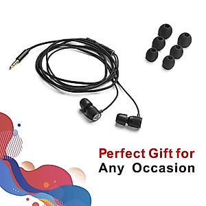 LUDOS Ultra Earbuds Wired in Ear Headphones with Tangle-Free Cord Noise Isolating Earphones Deep Bass Case Ear Buds 3.5 mm Jack Plug - Black