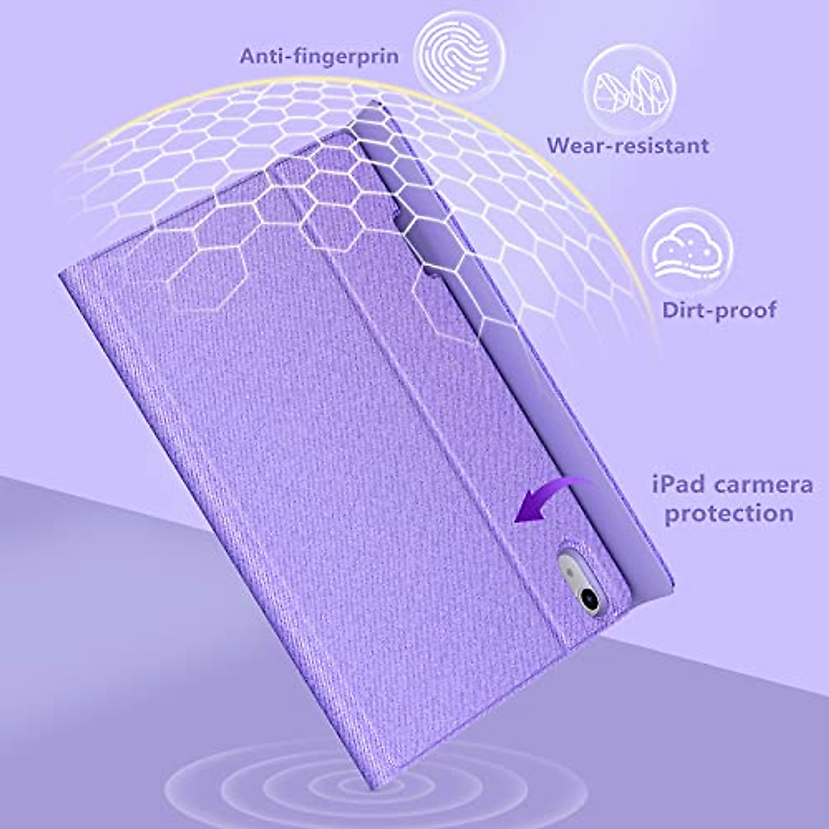 Harvopu for iPad Air 5th Generation Case with Keyboard - 7 Color Backlight Detachable Keyboard Tablet Cover with Pencil Holder for iPad Air 5th Gen 2022/iPad Air 4th Gen 2020 10.9, Purple