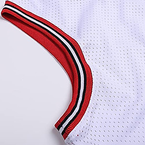 DEHANER Basketball Jersey Shirt for Men Women Mesh Athletic Sports Uniforms Retro Classic Tank Tops,Red Neckline-White Jersey,Men Size X-Large