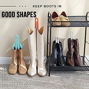 dazeni Folding Boot Shaper for women,Boots Knee High Shoes Clip Support Stand Storage Organizer,Boots Inserts Shape Holders -3PACK (Blue)