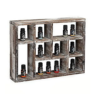 J JACKCUBE DESIGN Rustic Multi-Slot Shelf Cube Display 9 Compartment Shadow Box Wall mountable Shelf for Collection Square Freestanding Case Farmhouse Décor - MK570A (Rustic Wood)