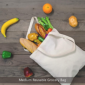 TOPDesign 5 | 12 | 24 | 48 | 192 Pack Economical Cotton Tote Bag, Lightweight Medium Reusable Grocery Shopping Cloth Bags, Suitable for DIY, Advertising, Promotion, Gift, Activity (5-Pack)