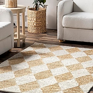 nuLOOM Chaya Diamond Striped Jute Blend Area Rug, 5x8, Natural