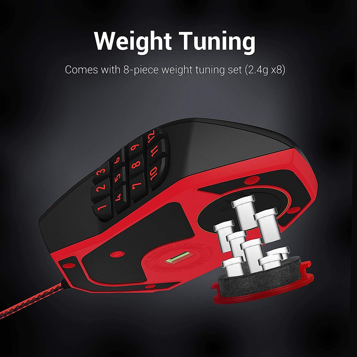 Redragon M901-1 Perdition MMO Gaming Mouse, LED RGB Backlight, 24000 DPI, 18 Programmable Buttons, Ergonomic Design, Wired USB Connection, Black