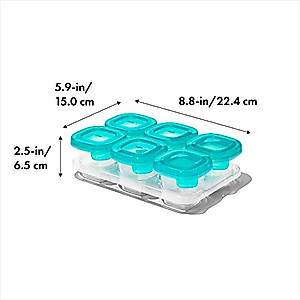 OXO Tot Silicone Baby Food Storage Containers, Teal, Set of Six 2oz Containers