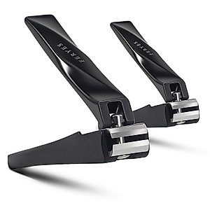FERYES Nail Clippers with Catcher 2 PCS Set, No Splash Fingernail Clipper and Toenail Clipper, Stainless Steel Nail Cutters - W/Black Metal Case Packing