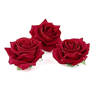 FIOBEE 2.75" Rose Hair Clip Flower Hairpin Rose Brooch Floral Clips for Woman Girl Party Wedding Pack of 3