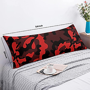 Body Pillow Case Cover, Red Camouflage Body Pillow, Soft Breathable Body Pillows for Adults Kids, 20x54 Inch Long Pillow Case for Sleeping, Side Sleeper, Bed