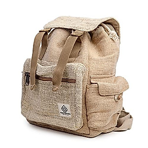 Mini Hemp Backpack Cute Functional - Eco Friendly Unisex Rustic Bag Durable by Freakmandu White/Beige