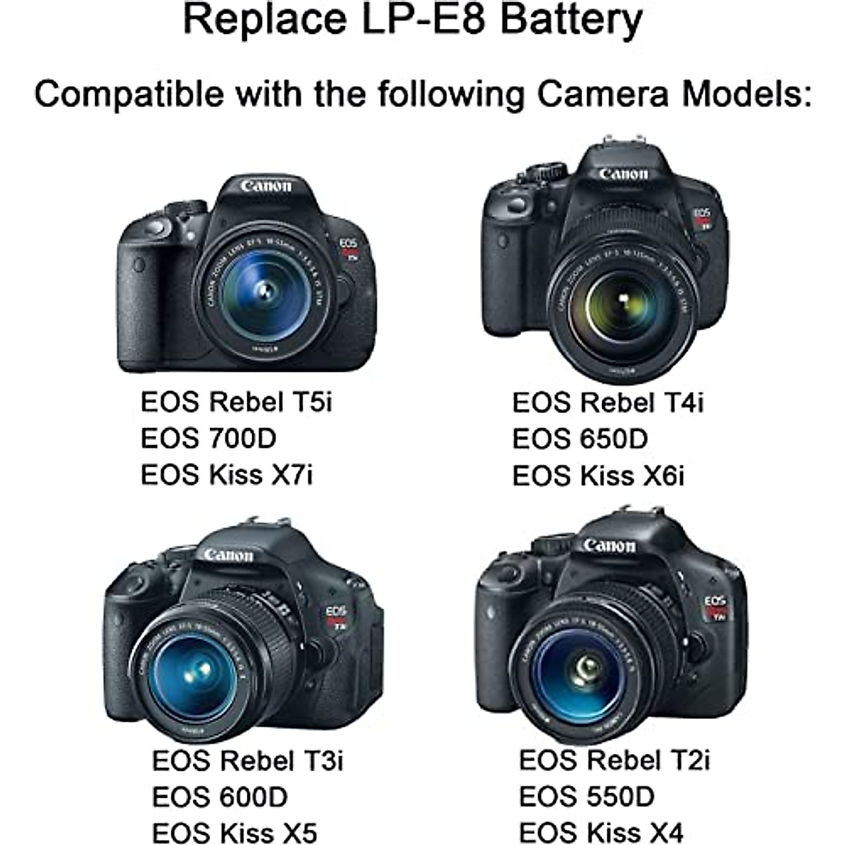 HY1C ACK-E8 AC Power Adapter LP-E8 DR-E8 Dummy Battery Kit for Canon EOS Rebel T5i T4i T3i T2i 700D 650D 600D 550D Cameras