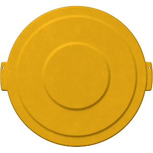 SPARTA Bronco Waste Container Trash Can Lid, Round Trash Bin for Disposal, 32 Gallons, Yellow, (Pack of 4)