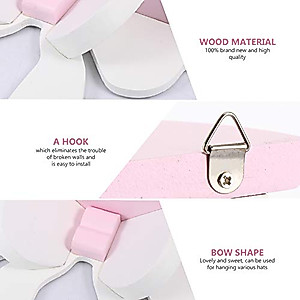 Homoyoyo Wall Mounted Floating Shelves Lovely Bowknot Decorative Wall Shelf Wooden Room Storage Shelf Wall Storage Rack Bowknot Wall Decorations for Home Kitchen Supplies(Pink)