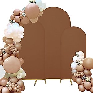 Spandex Fitted Wedding Arch Cover Set of 3 White Arch Backdrop Cover, Round Top Chiara Backdrop Stand Covers for Wedding Birthday Party Baby Shower Banquet Arch Decoration (White, 6FT,6.6FT,7.2FT)