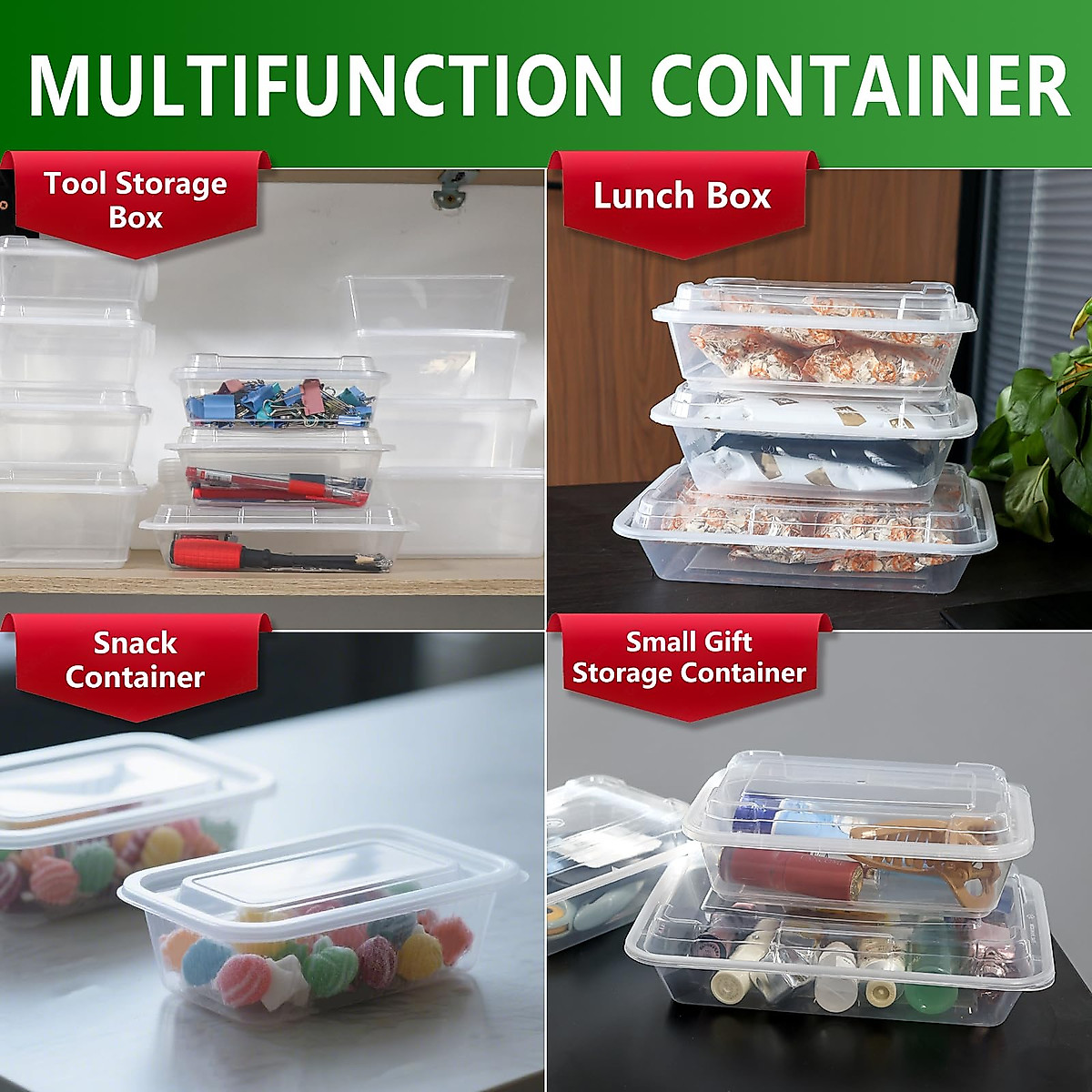 NutriBox [40 Value Pack] single one compartment 24 OZ Meal Prep Plastic Food Storage Containers - BPA Free Reusable Lunch Bento Box with Lids - Spill proof,Microwave, Dishwasher and Freezer Safe