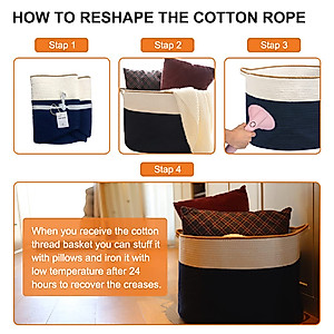 Extra Large Blanket Basket Living Room Toy Basket for Kids Baby Laundry Basket 2022 Cotton Rope Thickening Upgraded Version22'x 14'