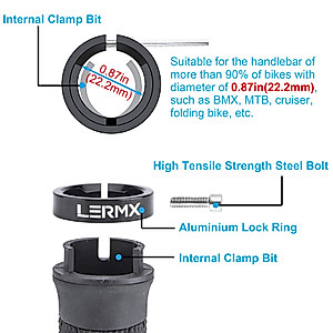 Bike Grips, LX LERMX Bicycle Handlebar Grips Made of Soft Non-Slip-TPR Rubber End Bike Handle bar Grips for MTB, BMX, Mountain, Downhill, Folding Bike, Beach Cruiser, Scooter