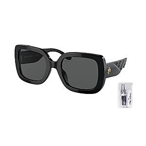 Tory Burch TY7179U 170987 54MM Black/Solid Grey Cateye Sunglasses for Women + BUNDLE With Designer iWear Complimentary Eyewear Kit