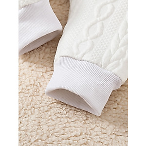 MIEKISA Baby Boys and Girls Winter Long Sleeve White Hooded Romper Infant Outfit (White, 3-6M)