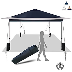Generies Outdoor Gazebo Pop-up Canopy Tent Extra 12 x 12 Shade with Durable Frame, 4 Sand Bags, Wheeled Bag - Easy Set-up and Folding Commercial Instant Canopy to Garden (Navy Blue)…