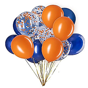 Blue, Confetti and Orange Balloons – Pack of 50, Great for Weddings Birthdays Bridal Shower Decorations Graduation Party Decorations Supplies 3 Style, 12 Inch