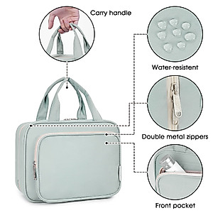 Narwey Hanging Toiletry Bag for Women Travel Makeup Bag Organizer Toiletries Bag for Travel Size Essentials Accessories Cosmetics (Mint Green (Medium))