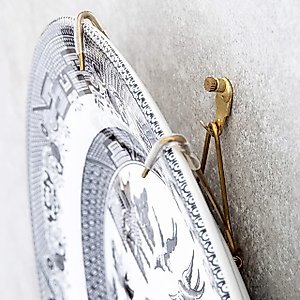 Better Houseware Adjustable Brass Plate Hanger with Vinyl-Sheathed Hooks for 4”-7 ” Diameter Plates, Mounting Hardware Included – Secure Plate Hanger to Safely Display Art, Crafts, and Heirlooms