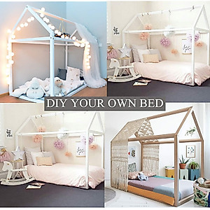 House Twin Bed Frame Wooden Platform Bed for Kids,No Box Spring Needed, White