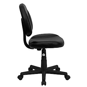 Flash Furniture Ronald Mid-Back Black LeatherSoft Swivel Ergonomic Task Office Chair with Back Depth Adjustment