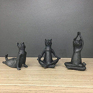 Artgenius Collective Yoga Cat Statue,Namaste Spiritual Home Decor Yoga Animal Figurine-Great Decor for Desktop, Bookshelf,Yoga Practice Room (Set of 3)