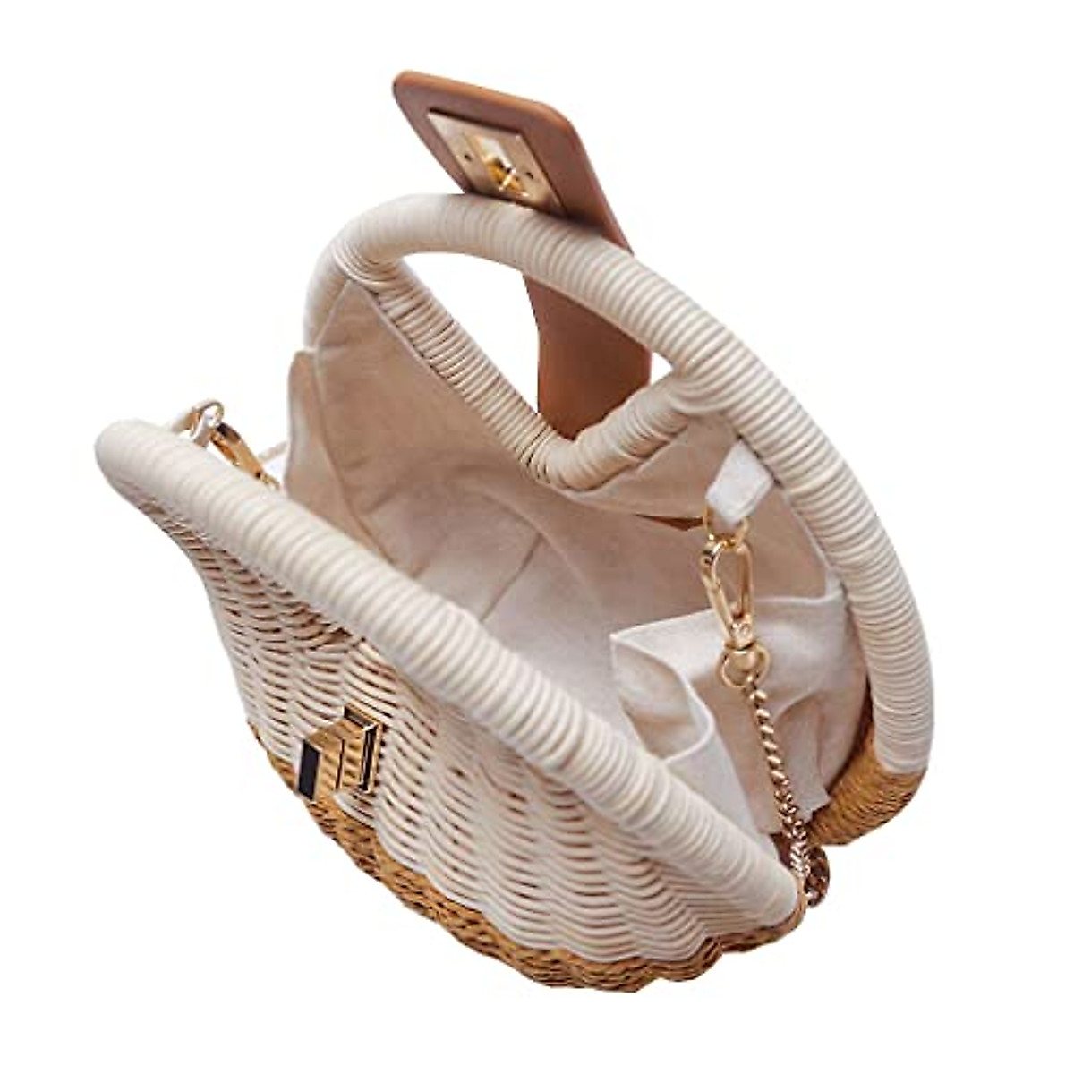 CEMDER Woven Bag One Shoulder Handbag Messenger Straw Bag Seashell Summer Seaside