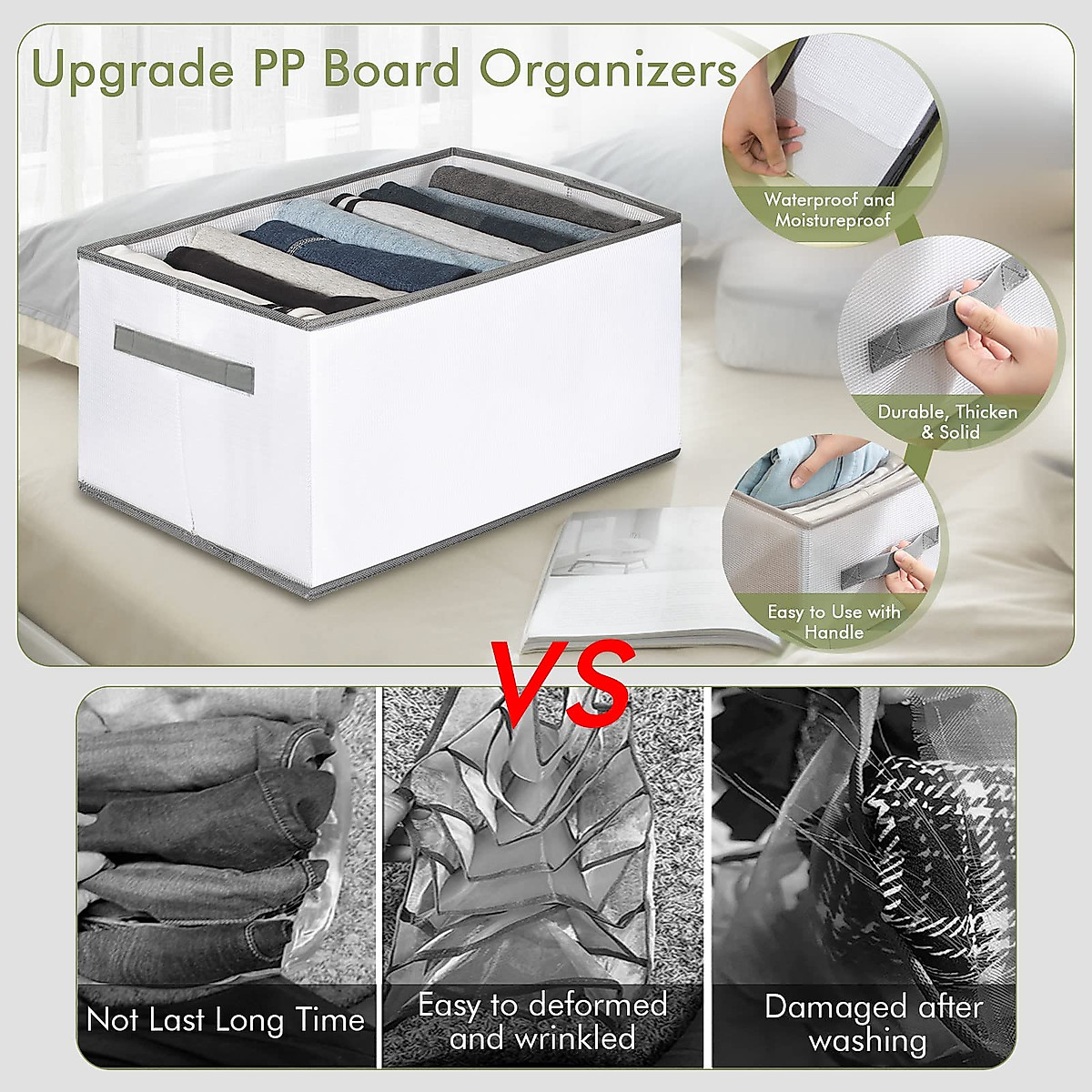 Hayousui PP Wardrobe Clothes Organizer and Storage: Drawer Closet Organizers for Folded Clothing Large Compartment Storage Box Clothe Shelf for Jeans T-shirts Underwear Pants Thick Sweat (9 Grids)